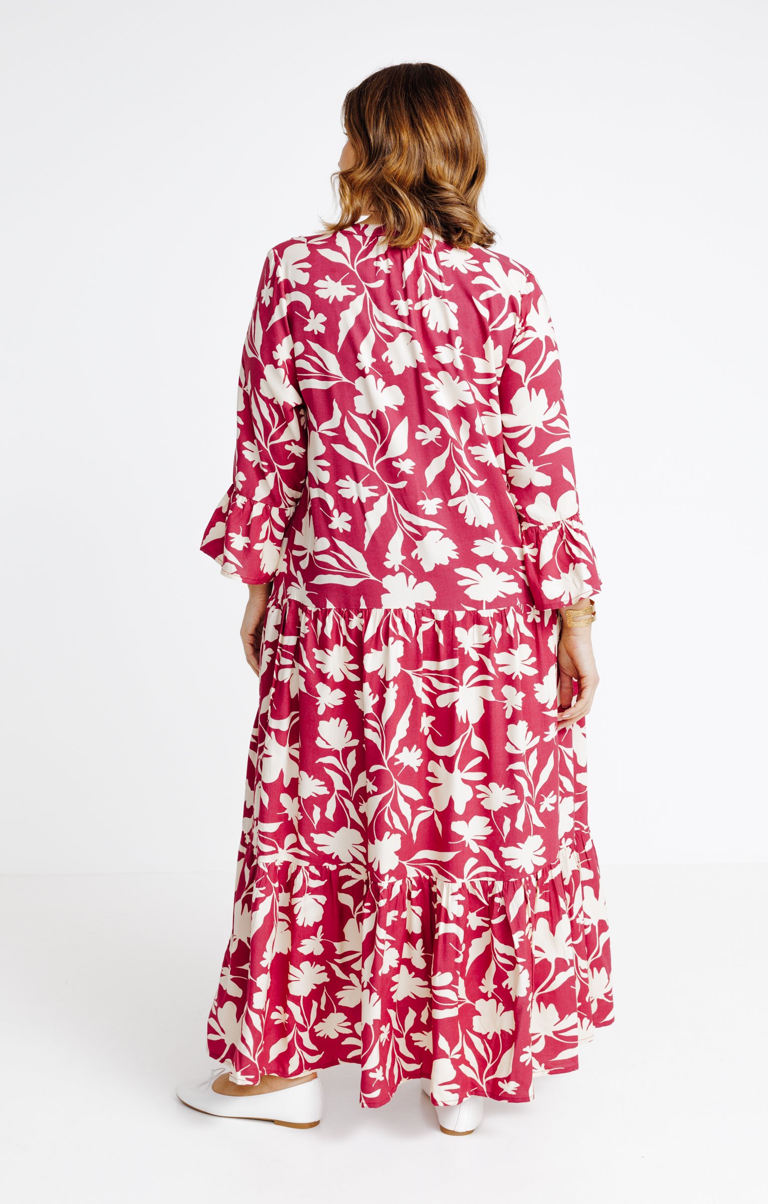 Robe longue imprimé bicolore - coloris PIVOINE - Toscane | Vêtements ...