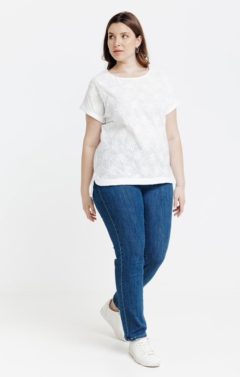 Tee-shirt bi-matière avec jacquard en 3D - coloris BLANC - Toscane | Vêtements grande taille