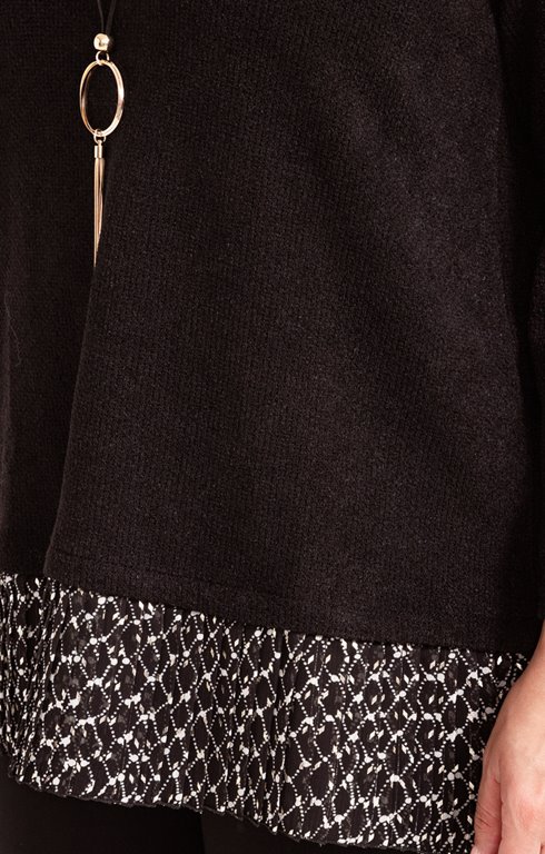 PULL 2 EN 1 EFFET PLISSÉ BAS DE VÊTEMENT - 30,00€ - NOIR - Toscane