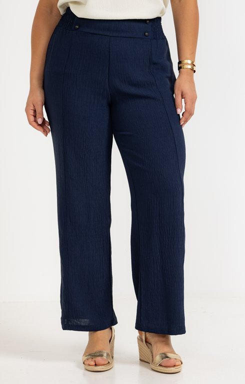 Pantalon droit boutons recouverts - coloris MARINE - Toscane ...